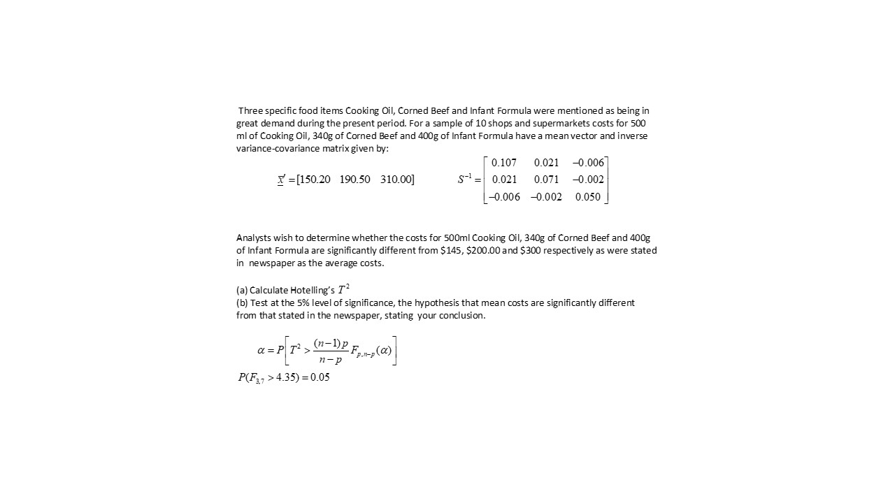 Solved Three specific food items Cooking Oil, Corned Beef | Chegg.com