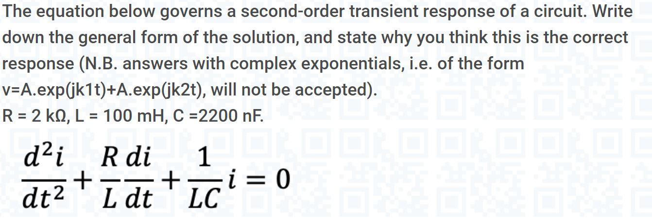 Solved The equation below governs a second-order transient | Chegg.com