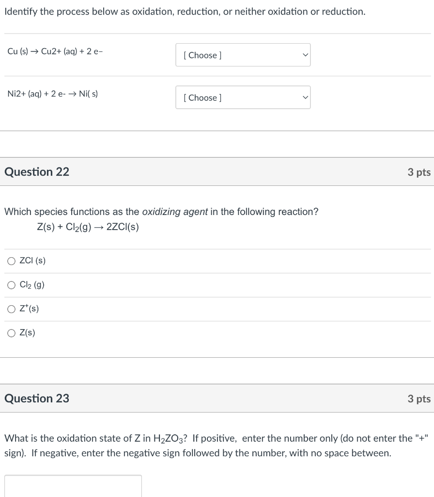 Solved Identify the process below as oxidation, reduction, | Chegg.com