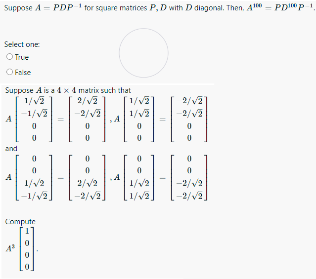 Solved Suppose A = PDP-1 for square matrices P, D with D | Chegg.com