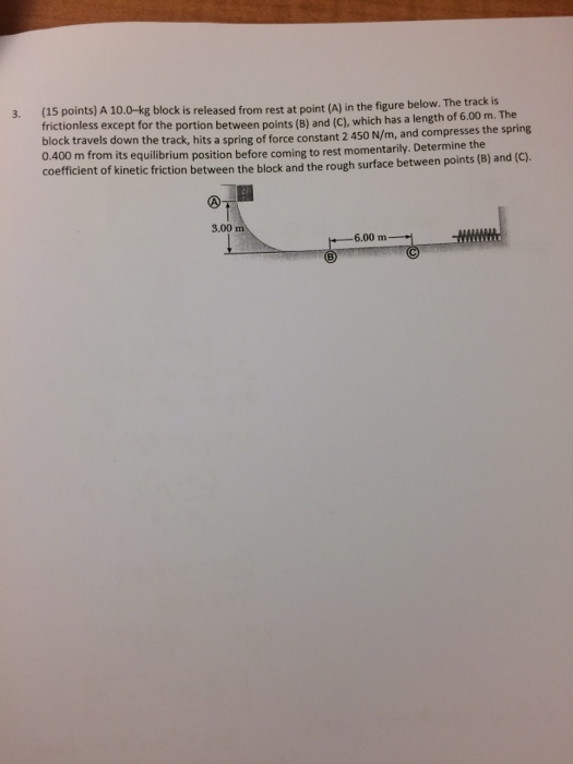 Solved A 10.0-kg block is released from rest at point (A) in | Chegg.com