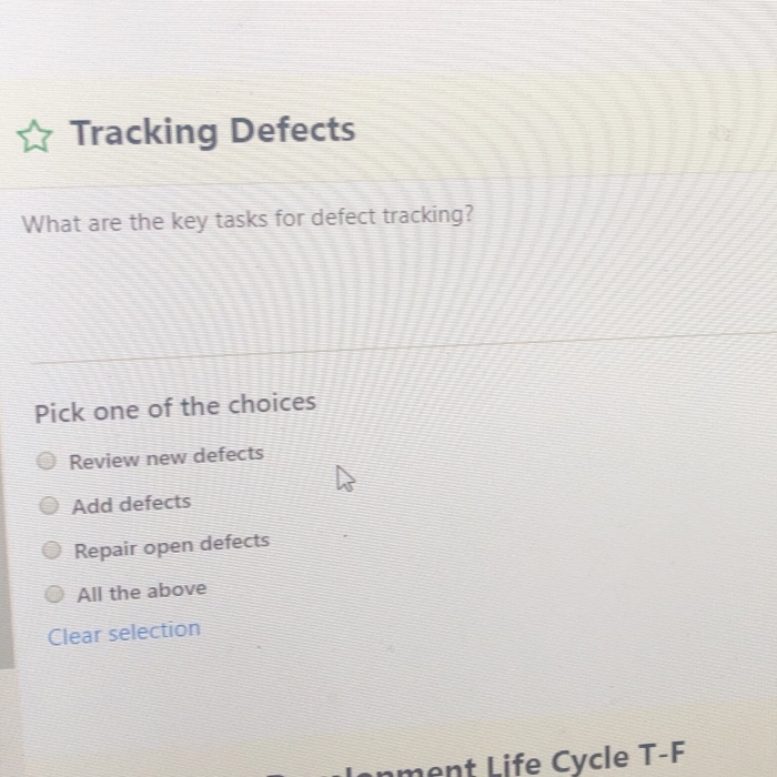 Solved Tracking Defects What are the key tasks for defect | Chegg.com