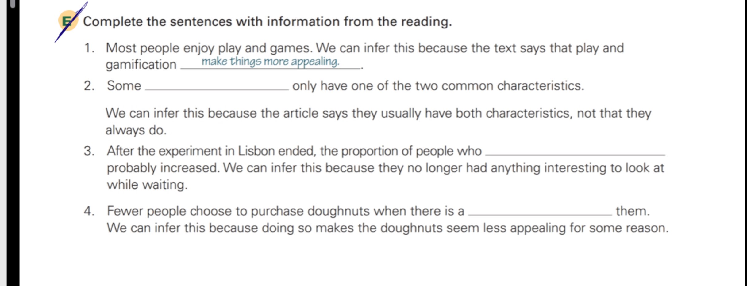 Solved F Complete the sentences with information from the | Chegg.com