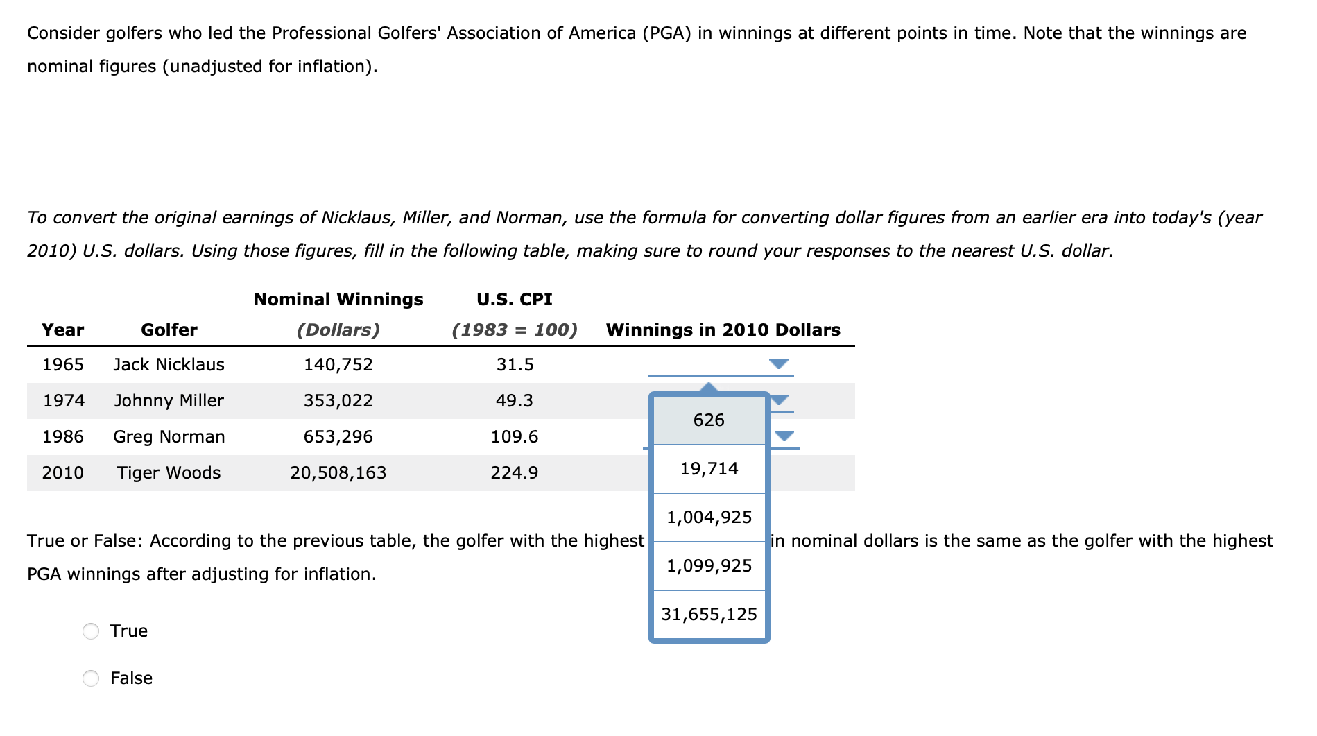 Solved nominal figures (unadjusted for inflation).To convert | Chegg.com