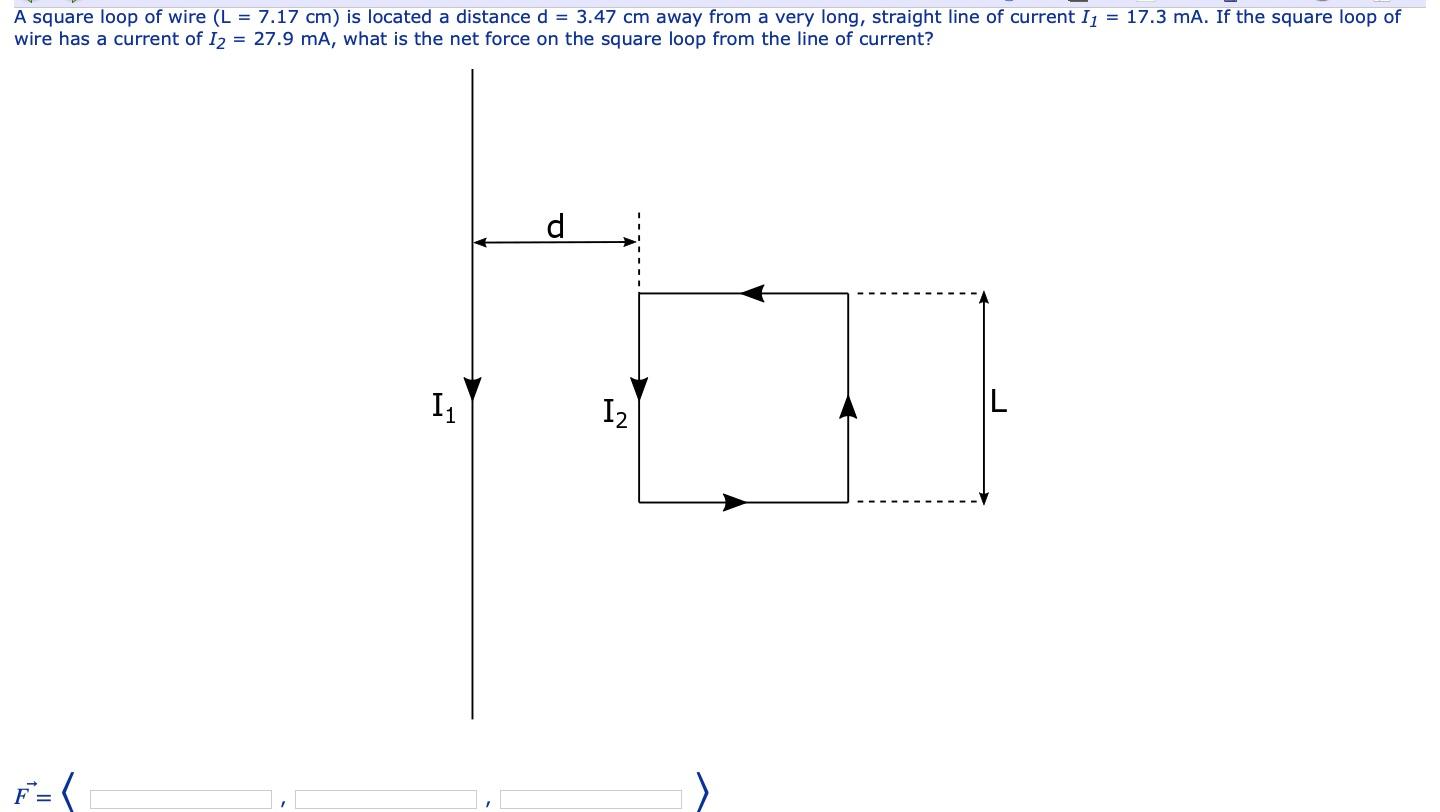 Solved A square loop of wire (L = 7.17 cm) is located a | Chegg.com