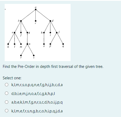 Solved 8 Find the Pre-Order in depth first traversal of the | Chegg.com