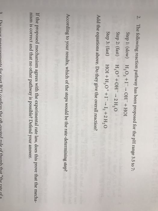 Solved 2. The following reaction pathway has been proposed | Chegg.com