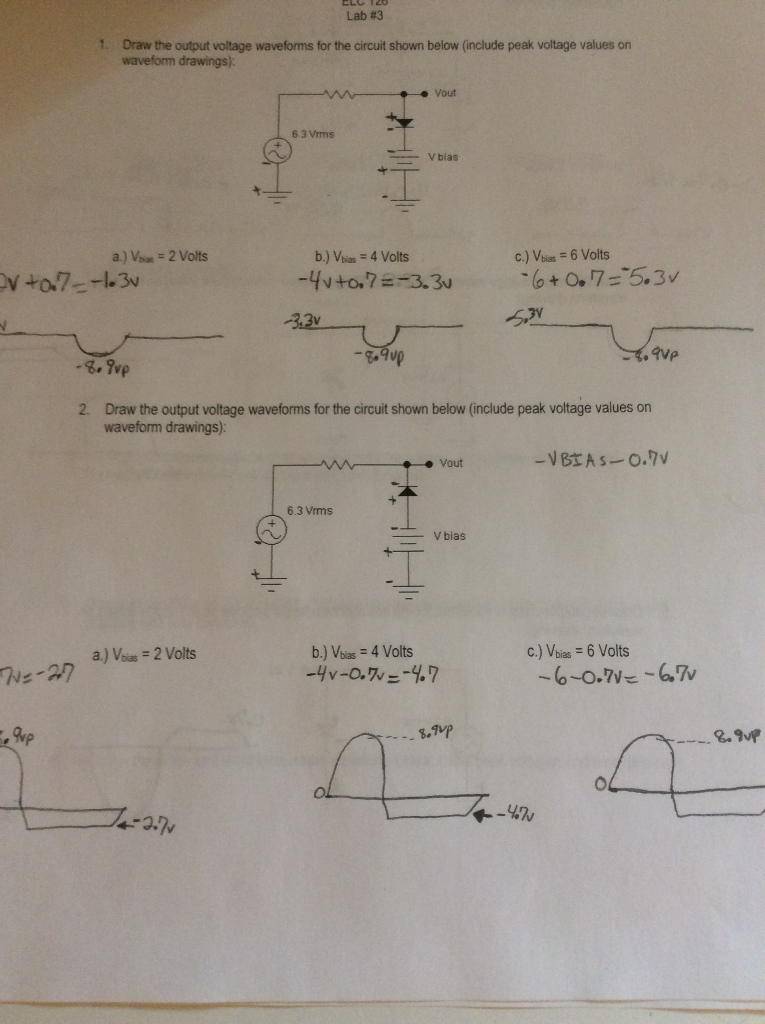 Solved Lab 3 1 Draw The Output Voltage Waveforms For The