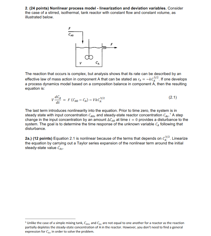 Solved 2. (24 points) Nonlinear process model - | Chegg.com