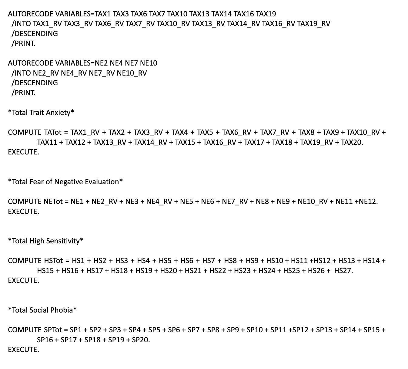 Which of the four measures have items that need to be | Chegg.com