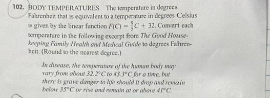 Solved 2. BODY TEMPERATURES The temperature in degrees | Chegg.com