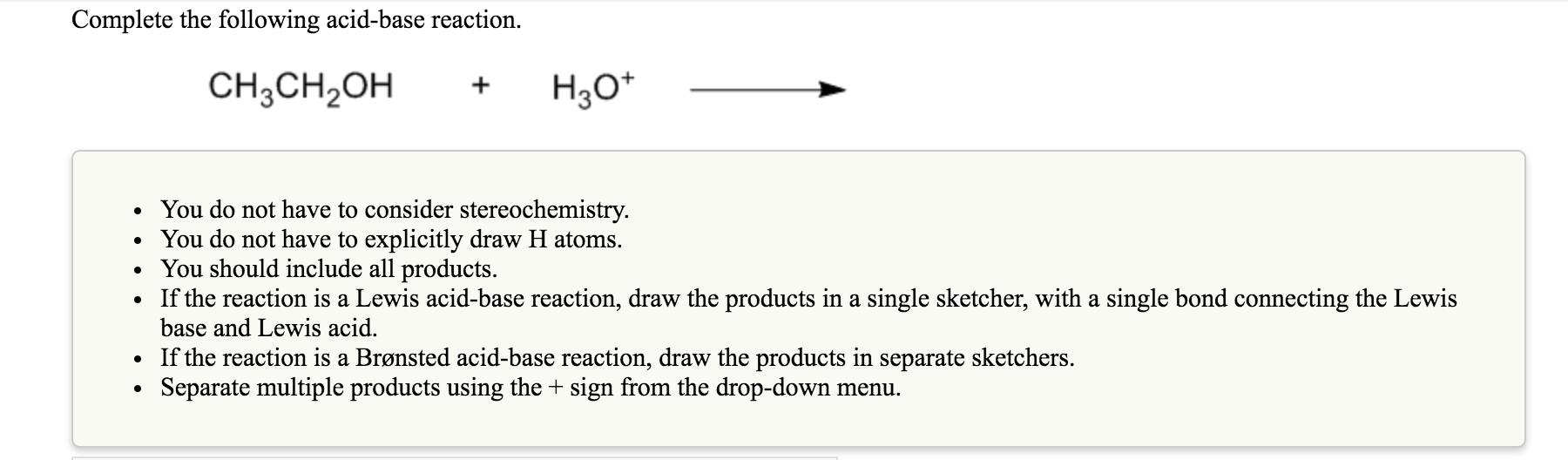 Solved Complete the following acid-base reaction. CH3CH2OH + | Chegg.com