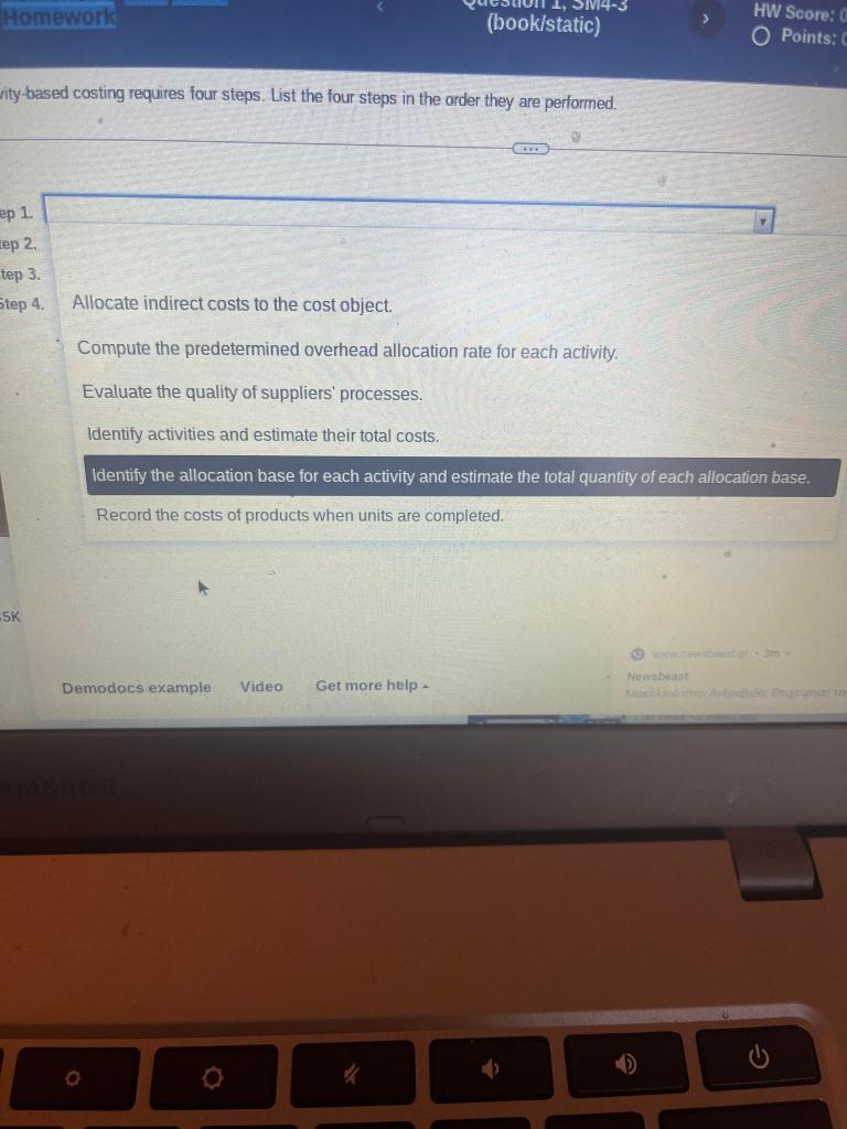 Solved Homework (book/static) Activity-based costing | Chegg.com