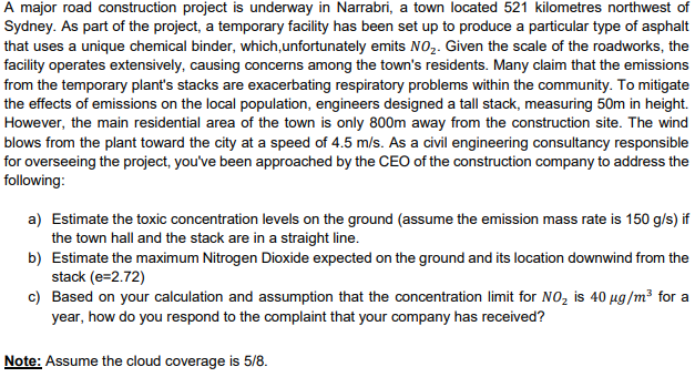 A major road construction project is underway in | Chegg.com