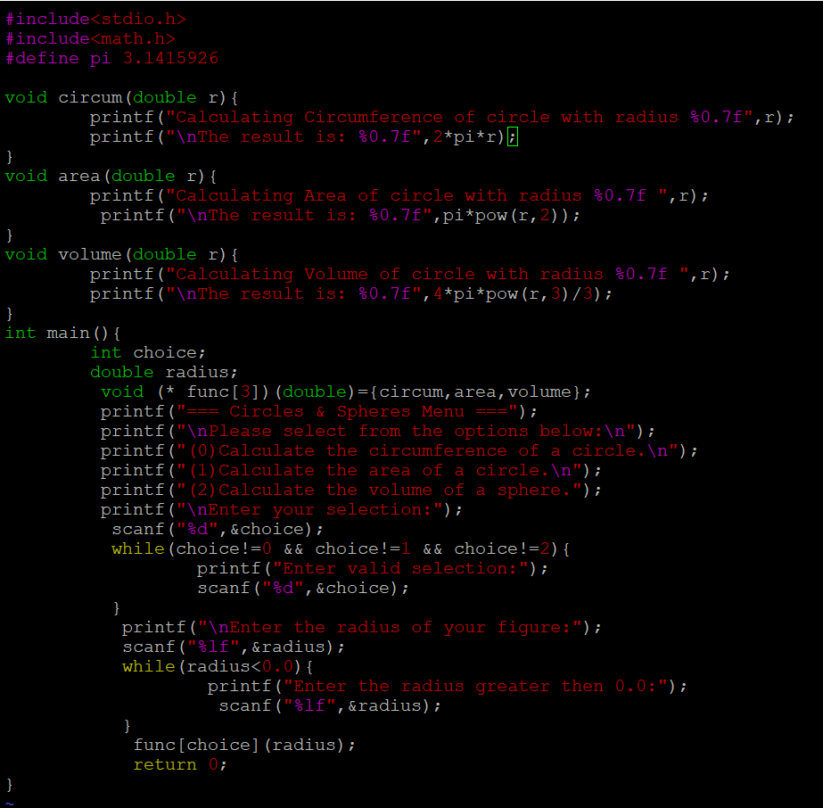 Solved #include #include #define pi 3.1415926 void circum | Chegg.com