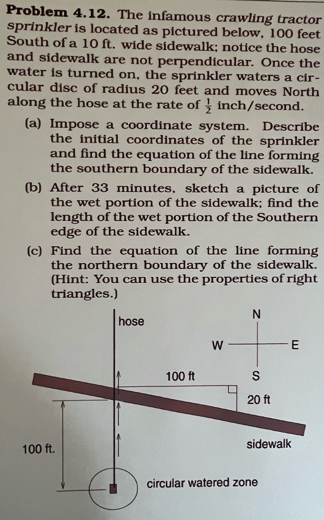 Solved Problem 4.12. The infamous crawling tractor sprinkler | Chegg.com