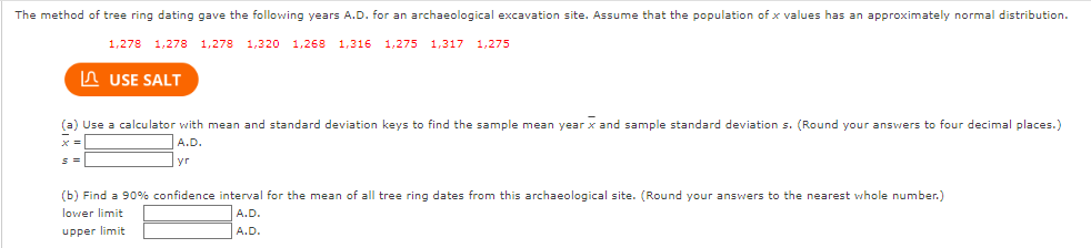 Solved 1,2781,2781,2781,3201,2681,3161,2751,3171,275 xˉ= | Chegg.com