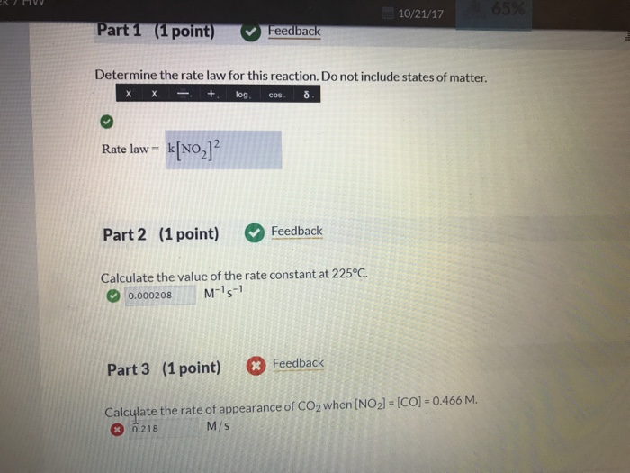 Solved 12 Question (3 points) The rate of the reaction | Chegg.com