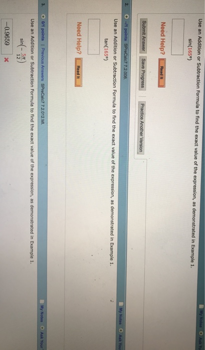 Use an Addition or Sub n Formula to find the exact | Chegg.com