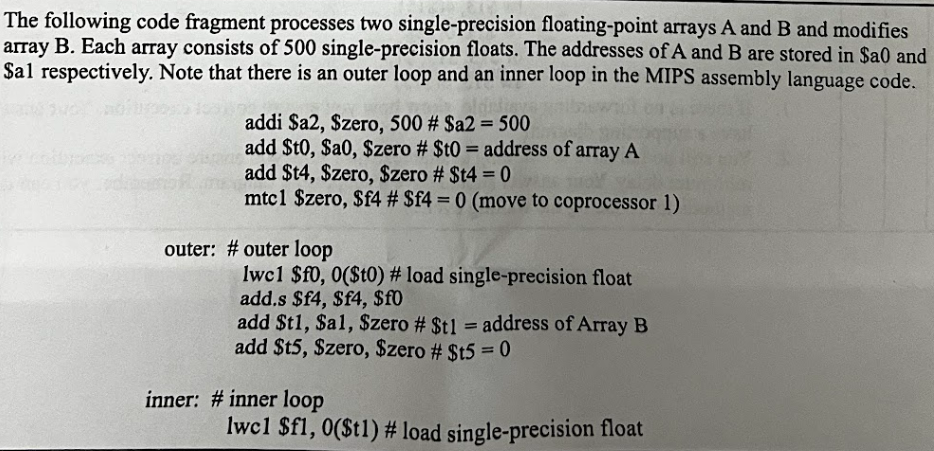 The following code fragment processes two | Chegg.com