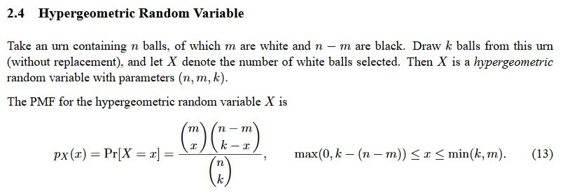 Solved 5 Hypergeometric Random Variable 1. Download the file | Chegg.com