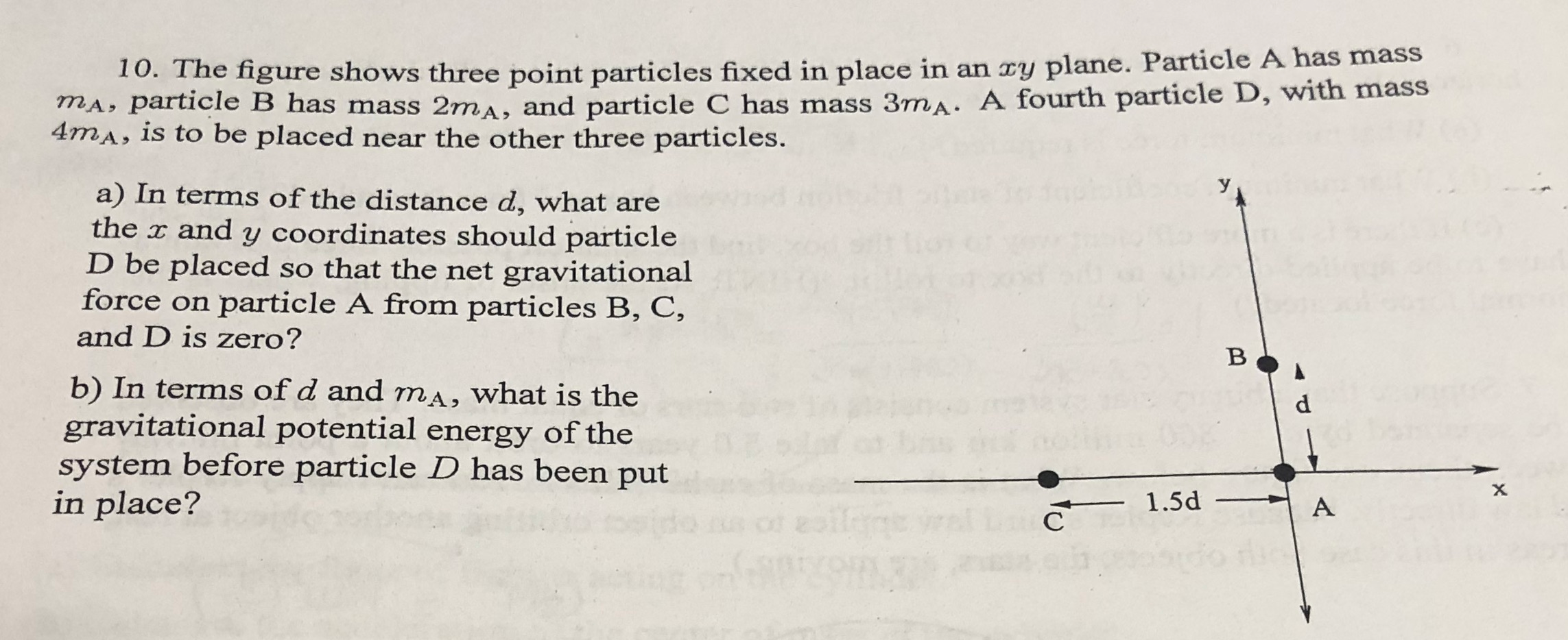 Solved mass 10. The figure shows three point particles fixed | Chegg.com