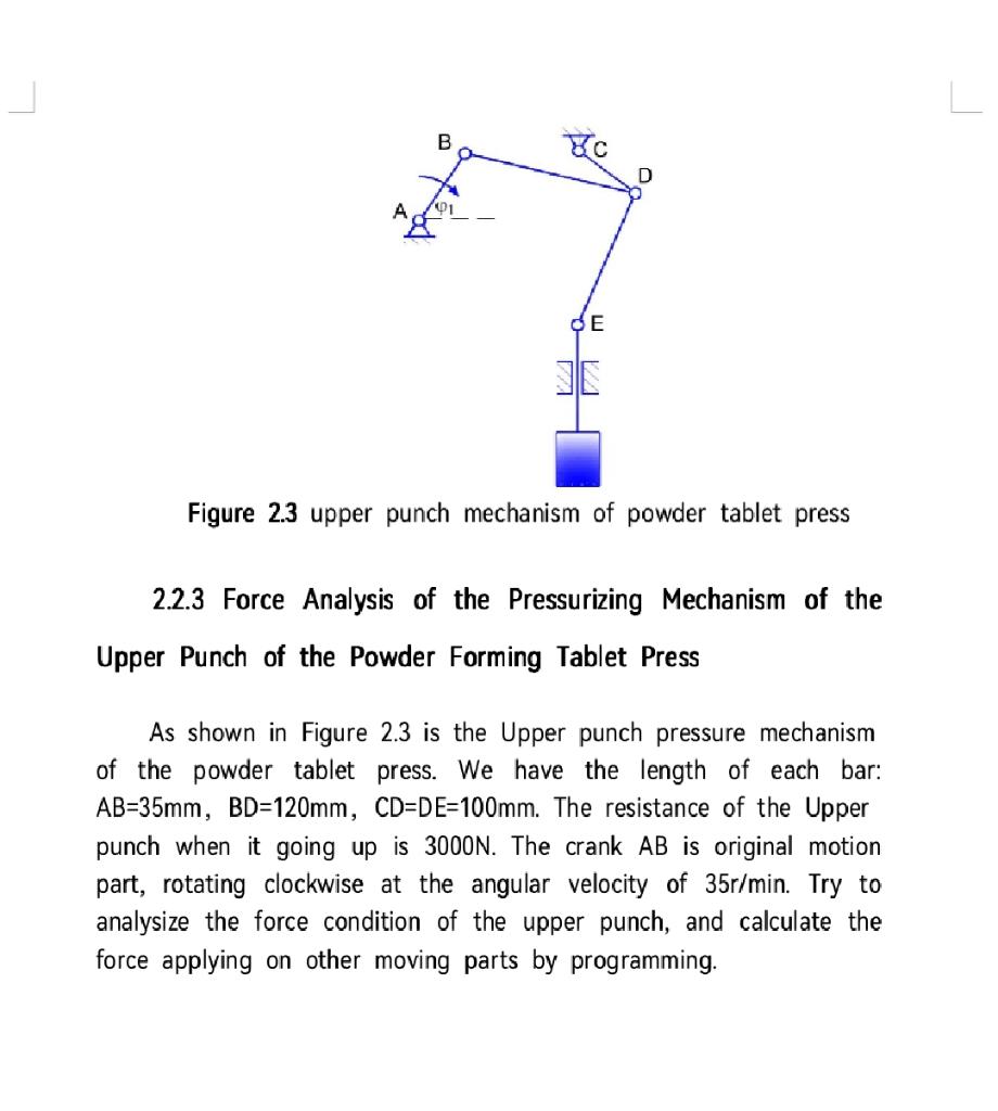 Solved B BC E Figure 2.3 upper punch mechanism of powder | Chegg.com