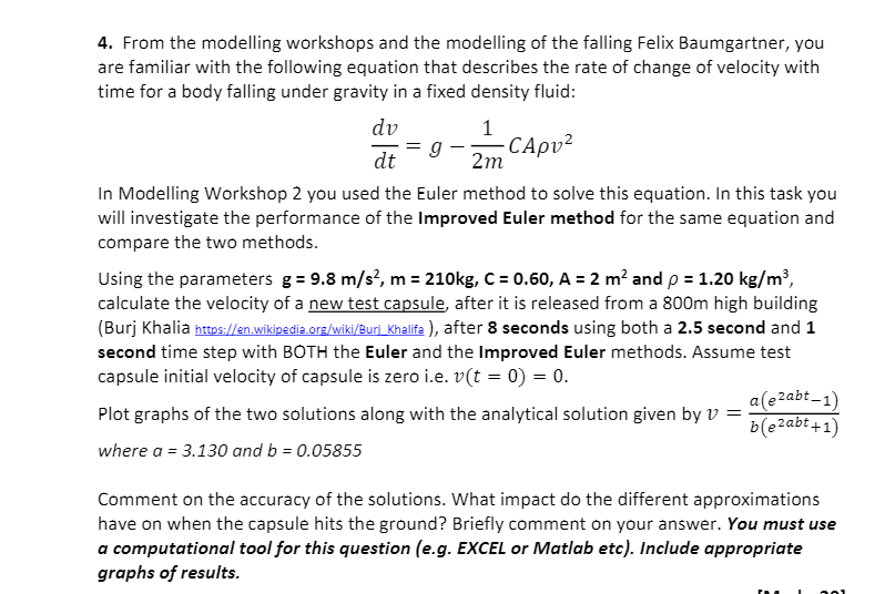 Solved 4. From the modelling workshops and the modelling of | Chegg.com