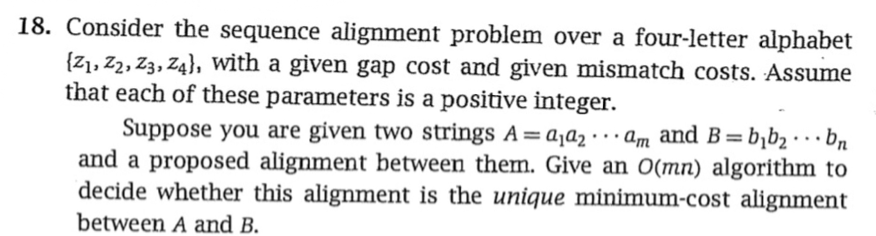 Solved 8. Consider the sequence alignment problem over a | Chegg.com