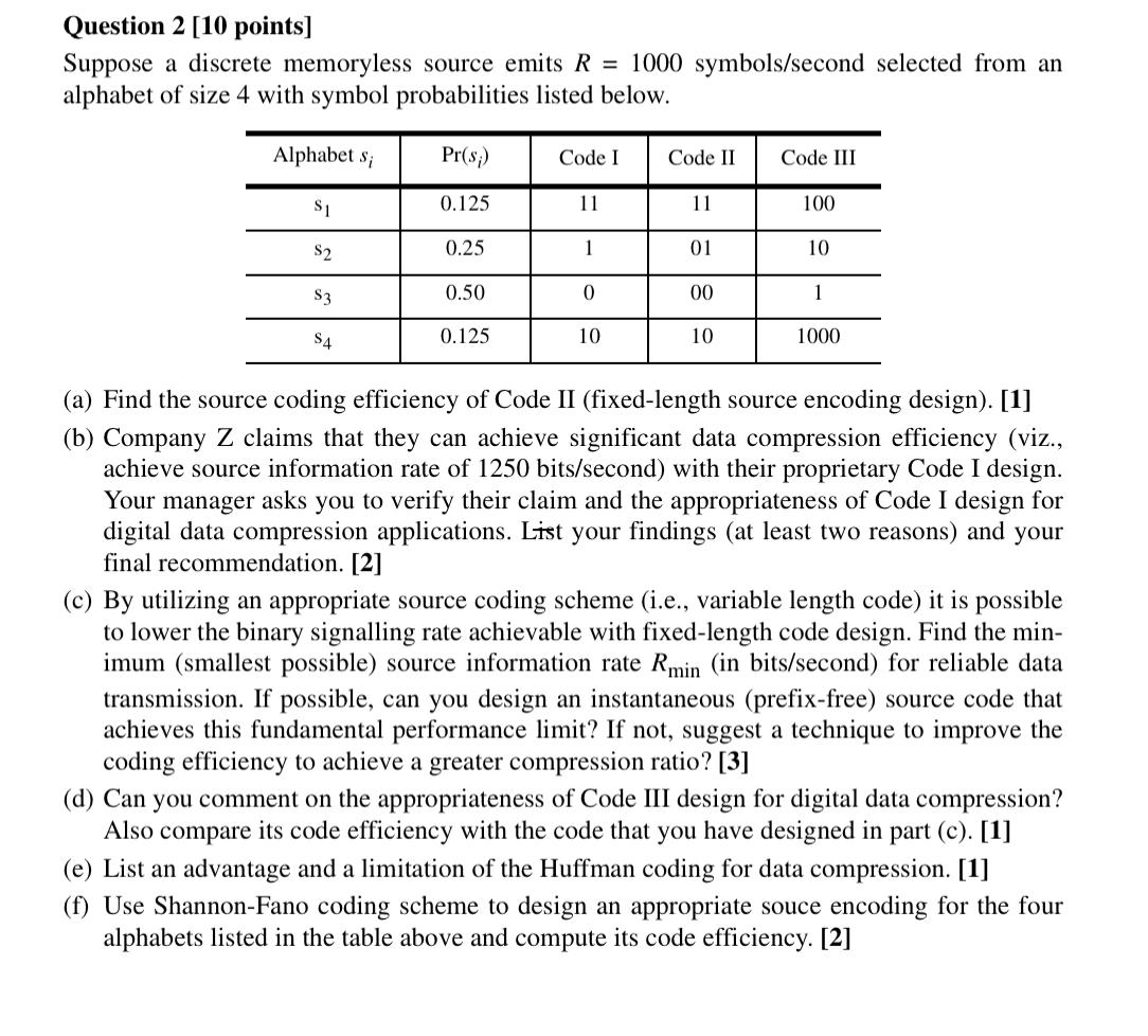Solved Question 2 10 Points Suppose A Discrete Memoryless 