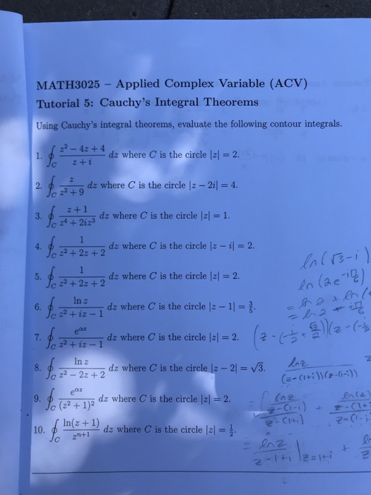 Solved MATH3025-Applied Complex Variable (ACV) Tutorial 5: | Chegg.com