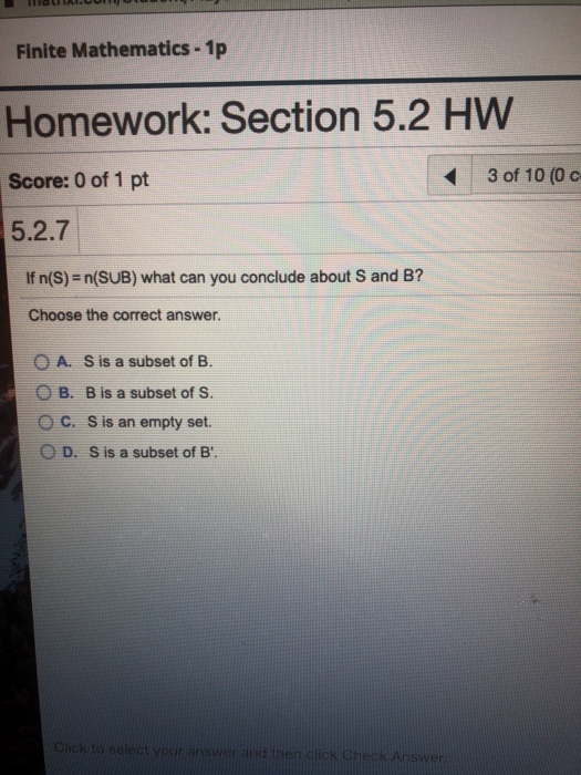 Solved Finite Mathematics - 1p Homework: Section 5.2 HW | Chegg.com