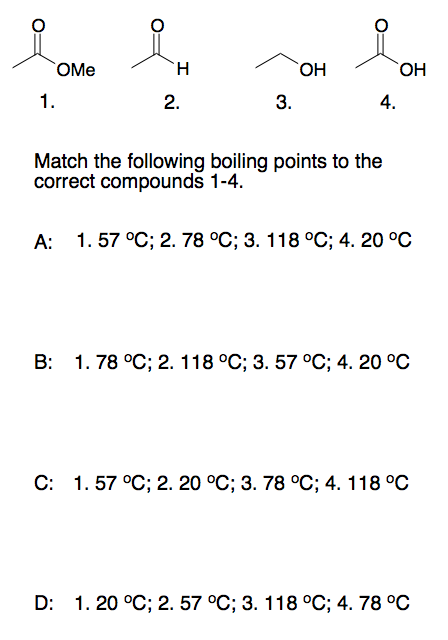 Solved Match the following boiling points to the correct | Chegg.com