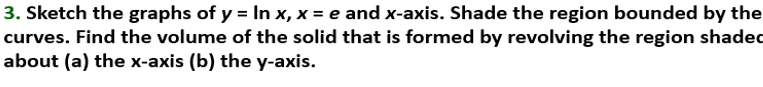 Solved 3. Sketch the graphs of y=lnx,x=e and x-axis. Shade | Chegg.com