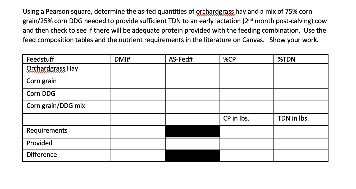 Using a Pearson square, determine the as-fed | Chegg.com