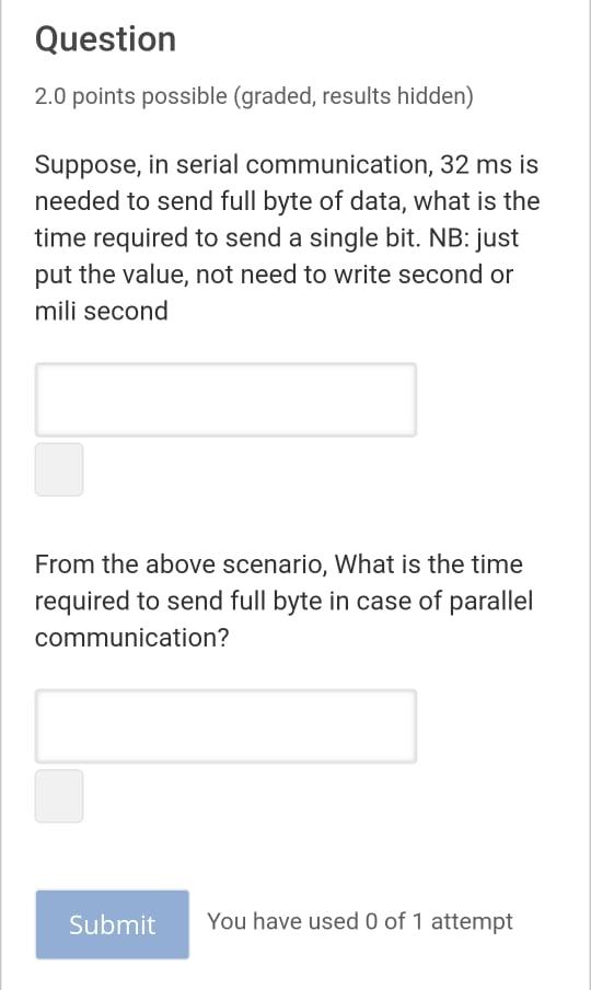 Solved Question 2.0 points possible (graded, results hidden) | Chegg.com