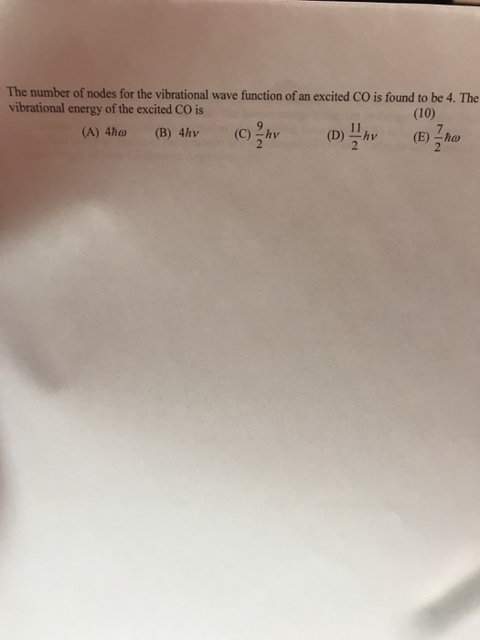 Solved The number of nodes for the vibrational wave function | Chegg.com