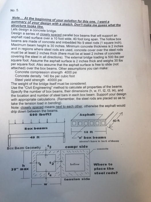 Solved Lets design a concrete bridge. Design a series of | Chegg.com