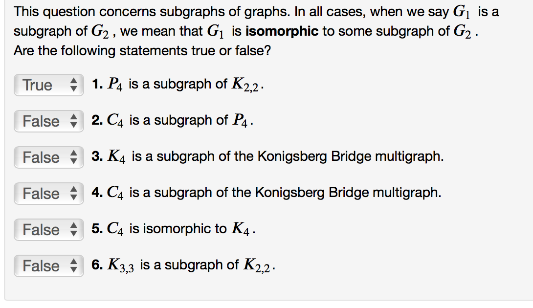 This question concerns subgraphs of graphs. In all | Chegg.com