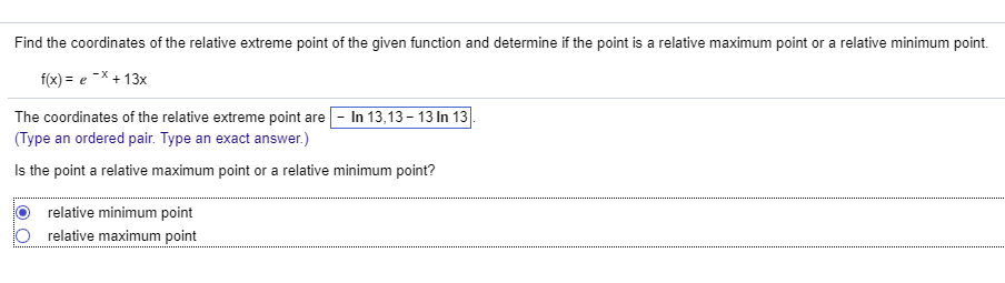 Solved Find the coordinates of the relative extreme point of | Chegg.com