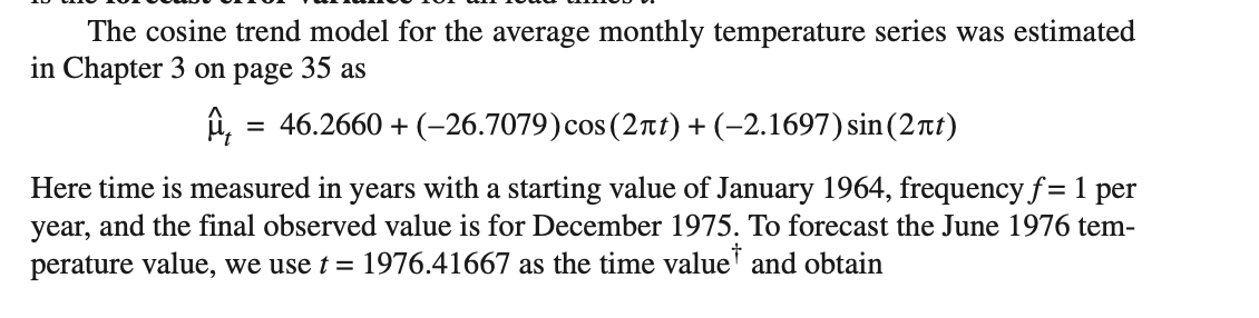 Solved 2. Using the estimated cosine trend on page 192 in | Chegg.com