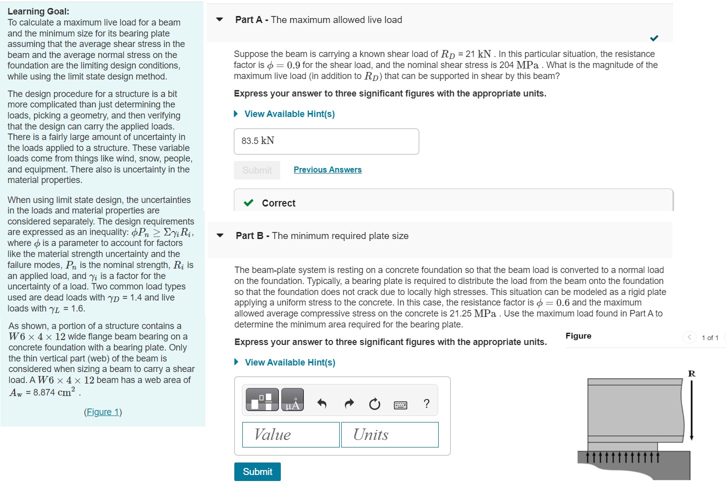 Solved Learning Goal:To calculate a maximum live load for a | Chegg.com