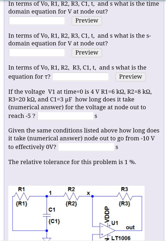 Solved In terms of Vo, R1, R2, R3, C1, t, and s what is the | Chegg.com