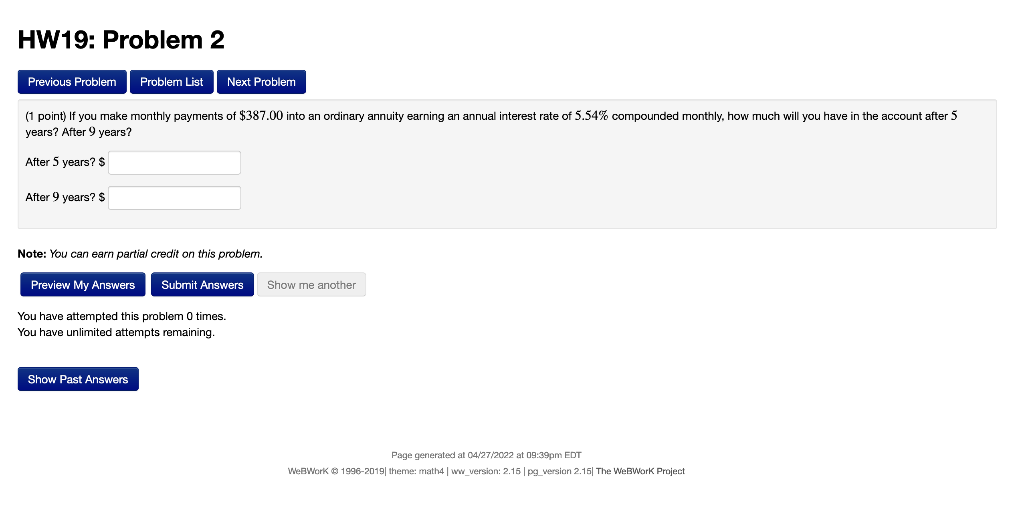 Solved HW19: Problem 2 Previous Problem Problem List Next | Chegg.com