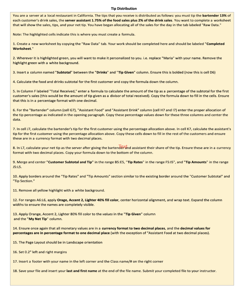 Solved Tip Distribution You are a server at a local | Chegg.com