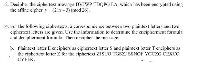 Solved 1. Solve the following modular equations for x. a. | Chegg.com