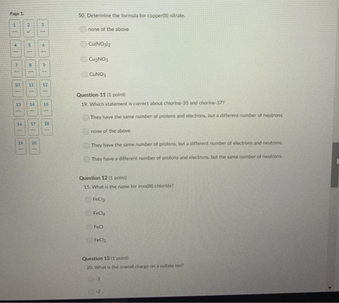 Solved Page 1: 50. Determine the formula for copper(ll) | Chegg.com