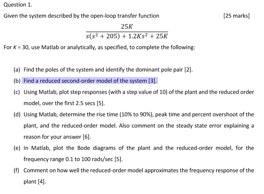 Solved Question 1. Given the system described by the | Chegg.com