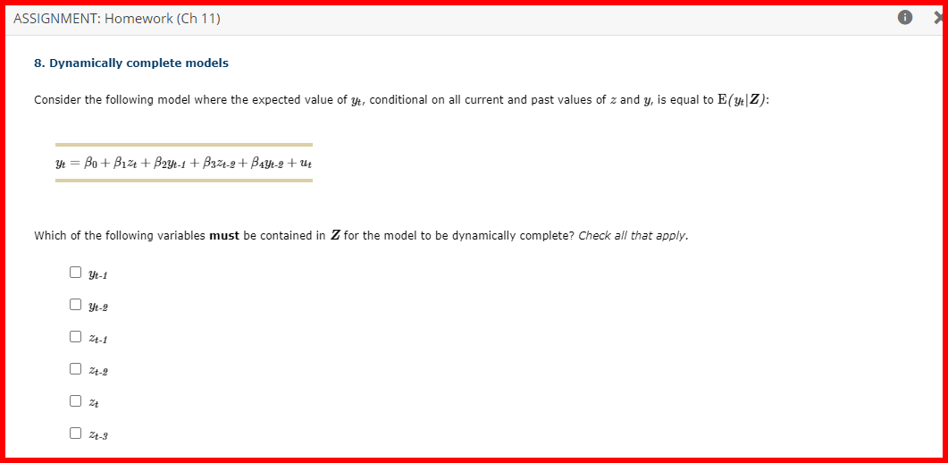 Solved 8. Dynamically complete models Consider the following | Chegg.com