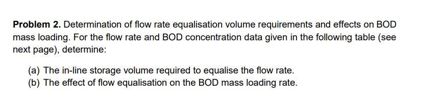 Solved Problem 2. Determination of flow rate equalisation | Chegg.com